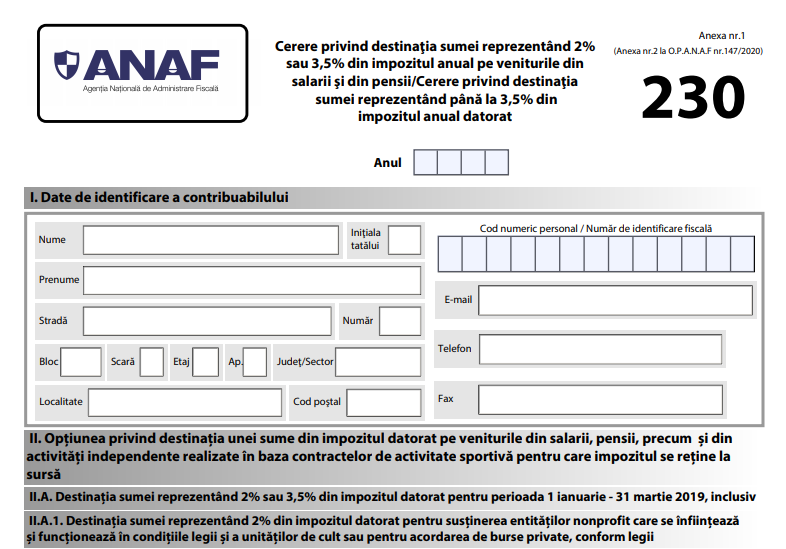 Este disponibil nou model de formular 230 | Sebitoriale